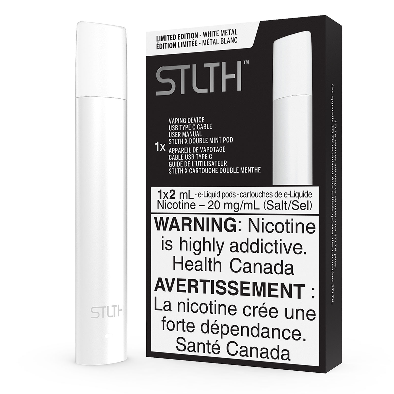 STLTH White Metal Edition Starter Kit | 470mAh - VapeLoft