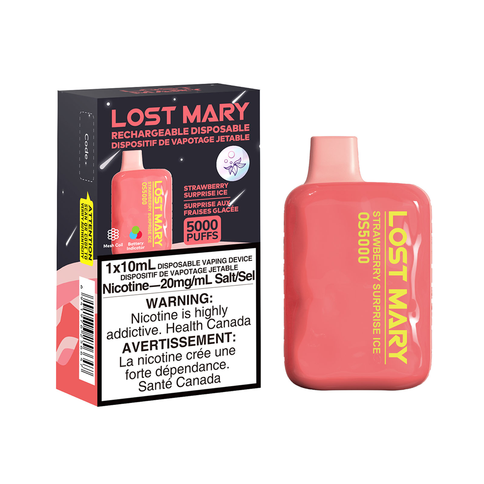 Strawberry Surprise Ice Lost Mary OS5000 Disposable Vape | VapeLoft