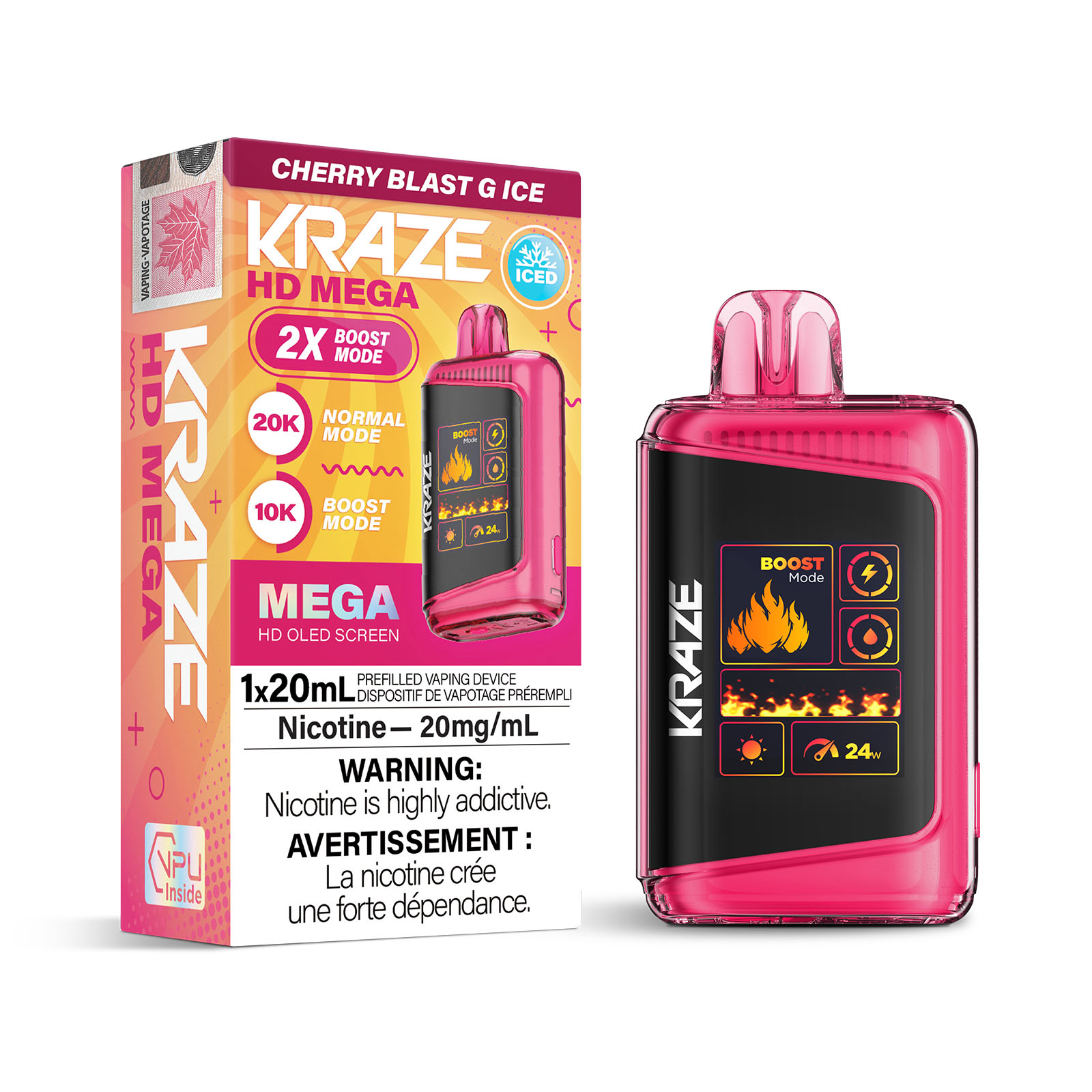 Cherry Blast G Ice Kraze HD Mega Disposable Vape | 20mL - VapeLoft